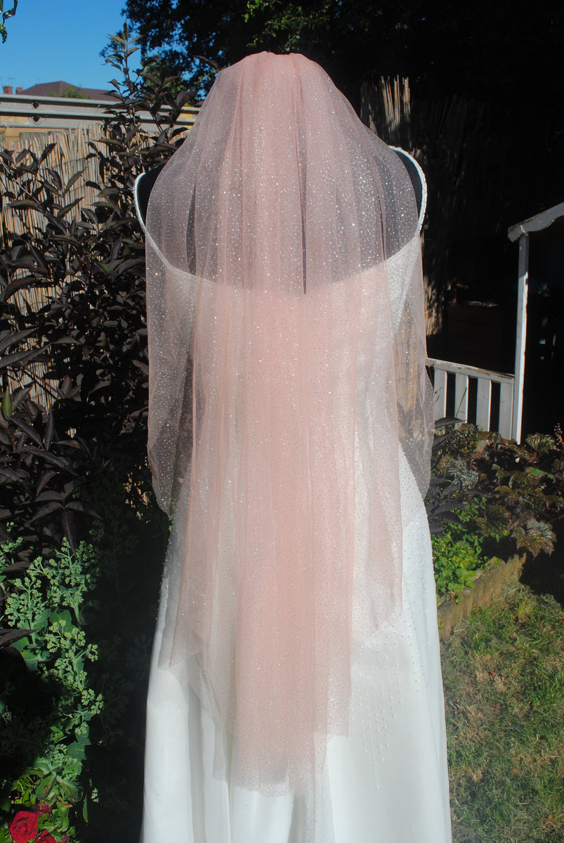 Single Tier Glitter Veil | 75cm - 500cm | Blush Pink, Nude – Becci's ...