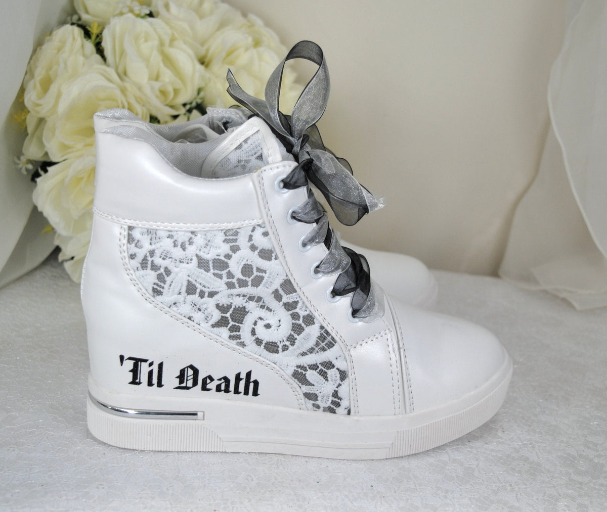 'Till Death, Gothic, Alternative Bride Wedge Trainer – Becci's Bridal ...